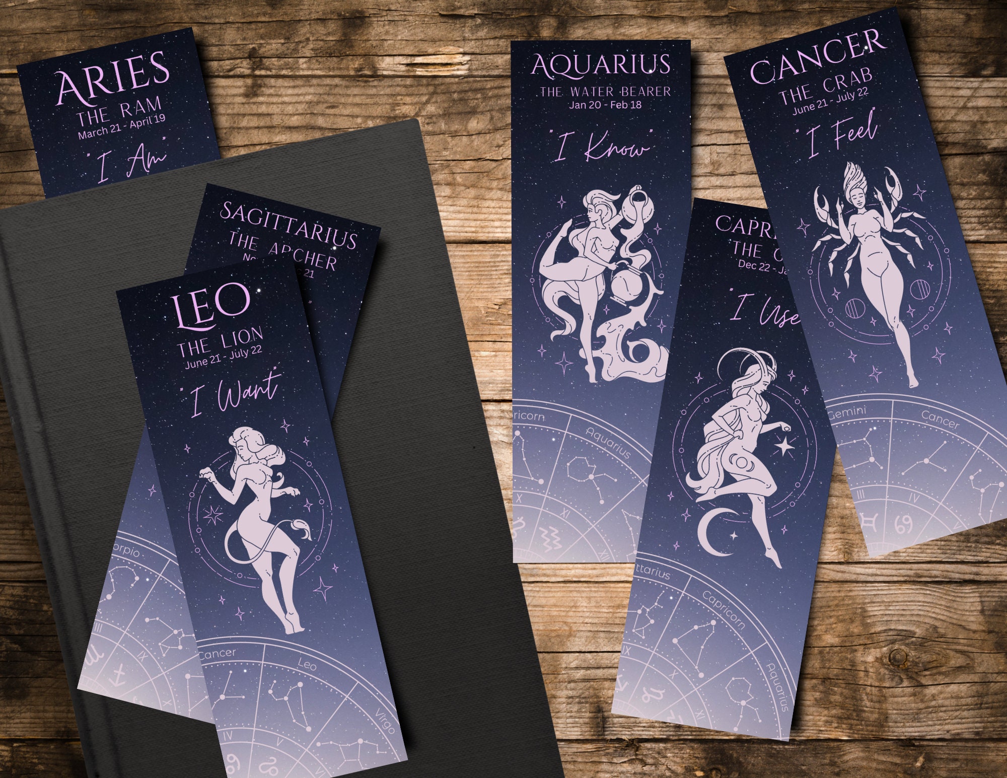 Printable Zodiac Sign Bookmarks, Instant Download, Zodiac Gifts, Book ...