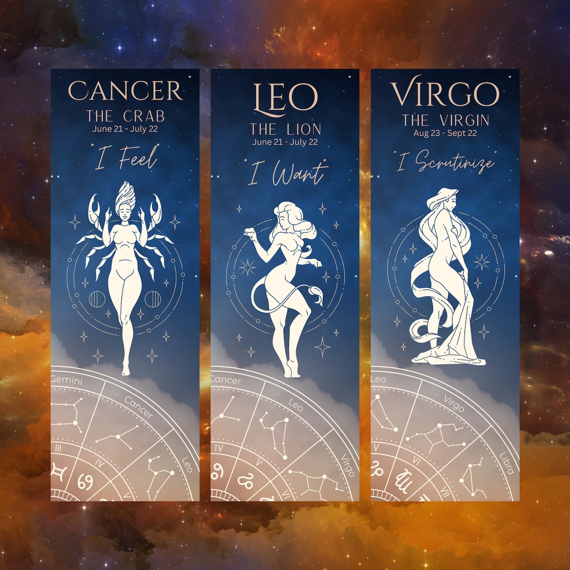 Printable Zodiac Sign Bookmarks, Instant Download, Zodiac Gifts, Book ...