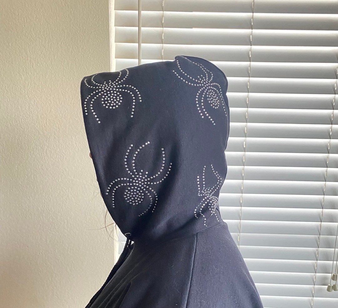 Spider Hood Rhinestone Hoodie - Etsy