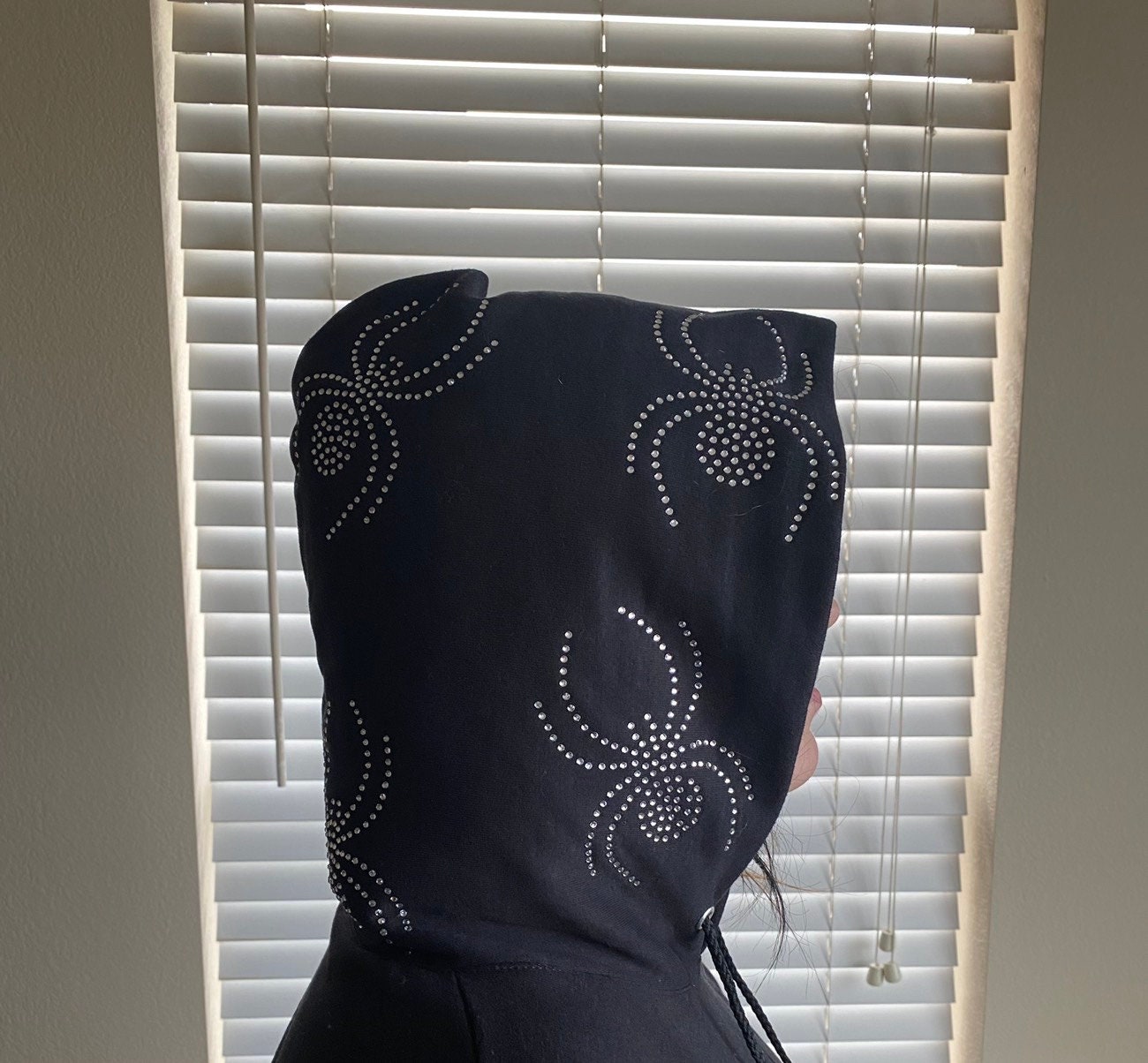 Spider Hood Rhinestone Hoodie - Etsy