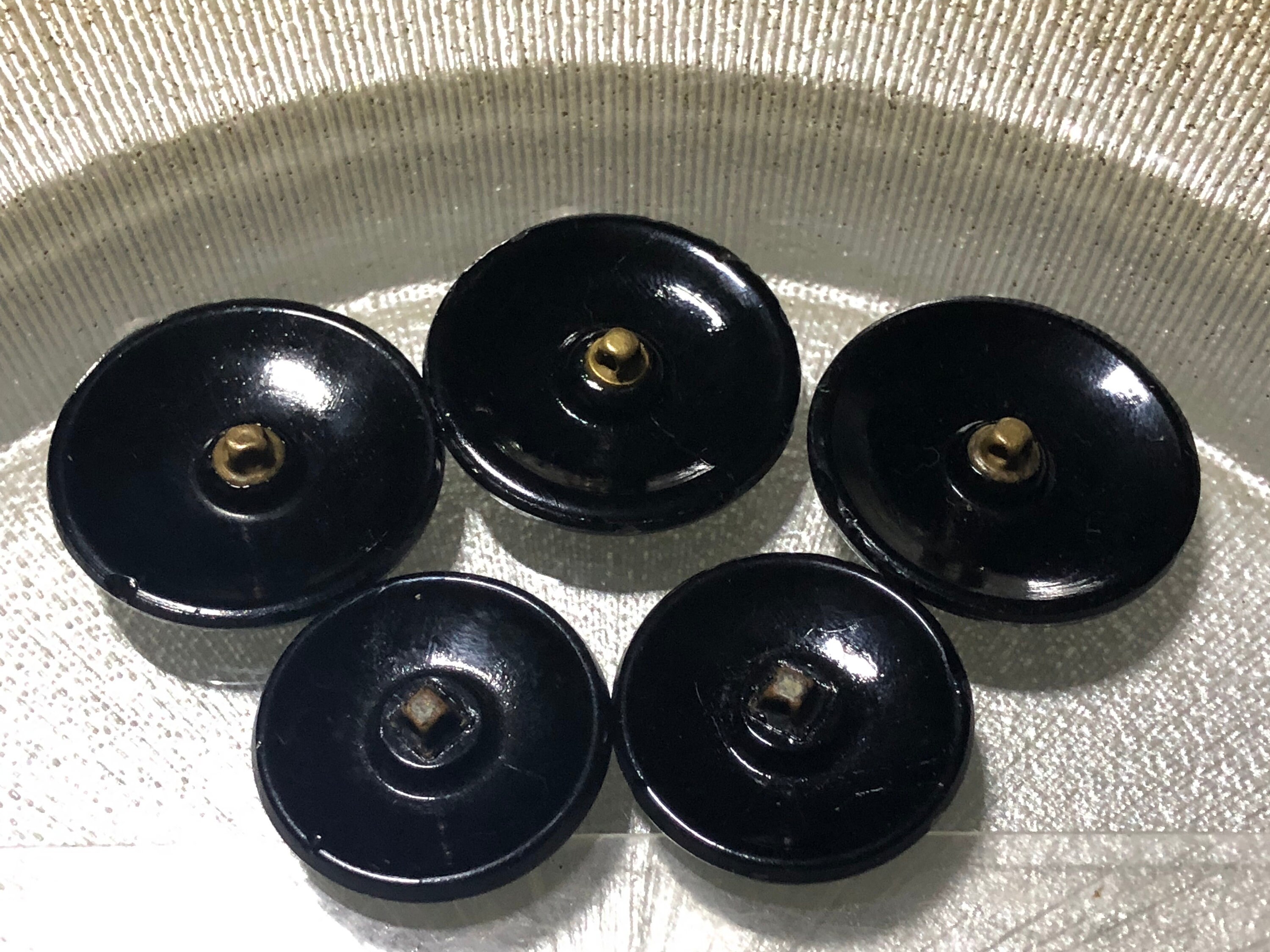 5 Large and Medium Black Glass Buttons 1800s With a 4 Hole - Etsy
