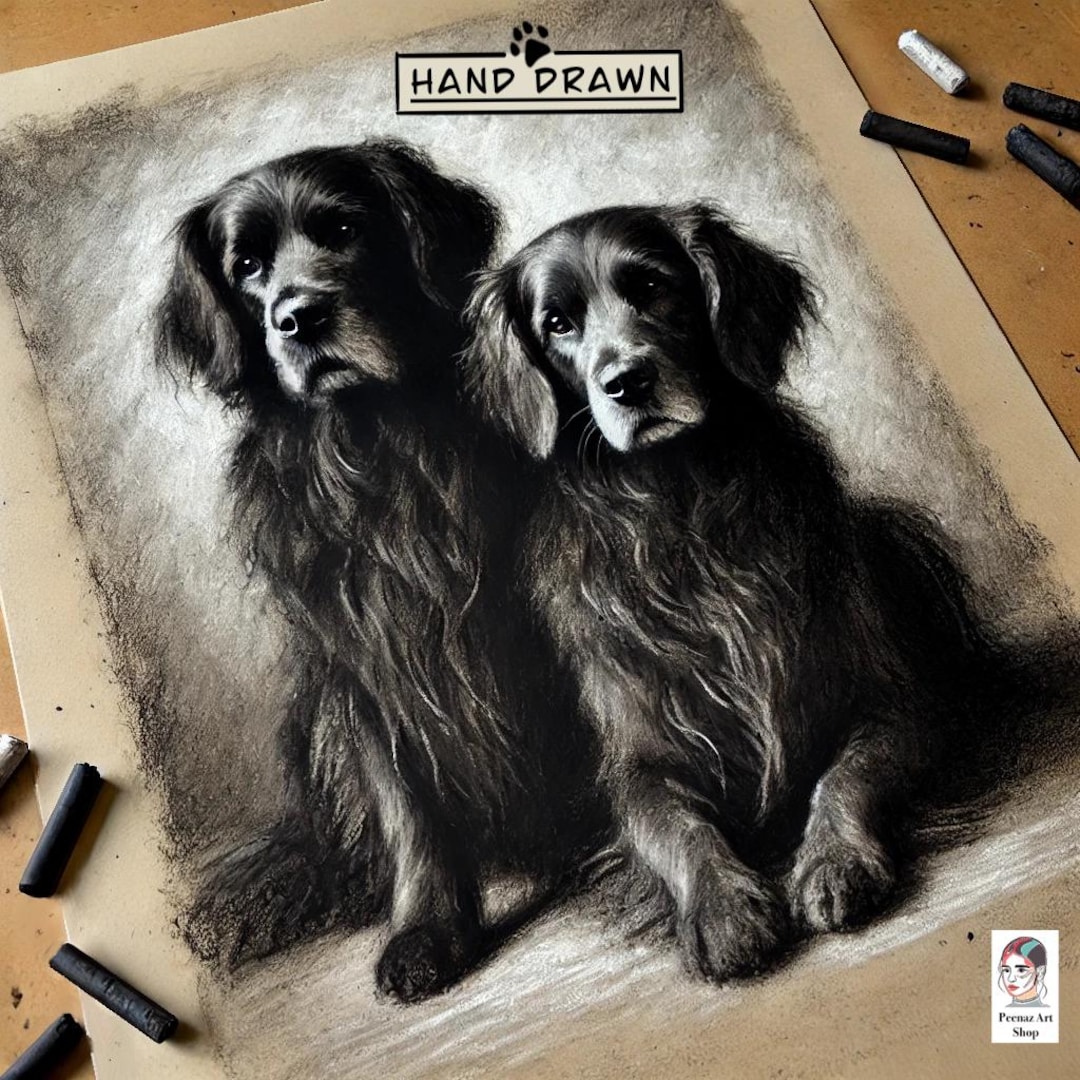 Handmade Custom Charcoal Pet Portrait: Dog Memorial Art - Etsy UK