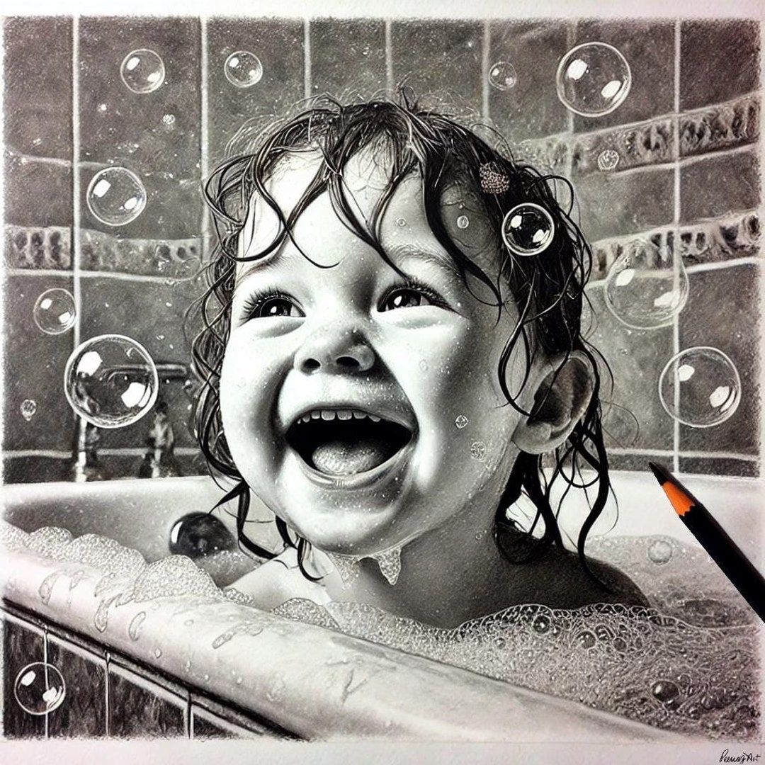 Custom Portrait of Baby, Realistic Baby Portrait From Photo, Mom and ...