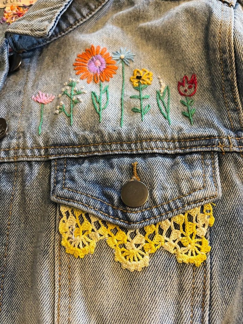 Reworked Distress Embroidery Appliqued One-of-a-kind Womens Denim ...