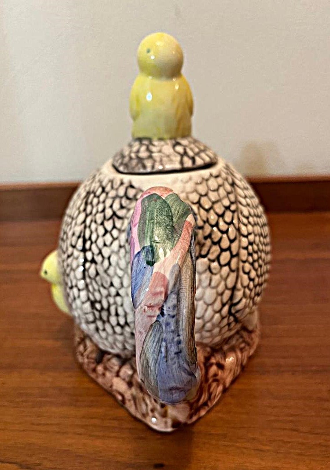 WCL Hen With Baby Chicks Majolica Style Ceramic Teapot Farmhouse ...