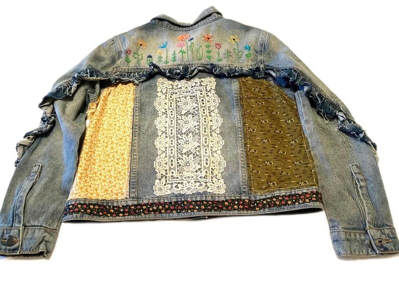 Reworked Distress Embroidery Appliqued One-of-a-kind Womens Denim ...