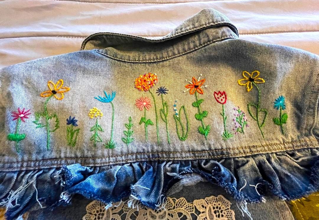 Reworked Distress Embroidery Appliqued One-of-a-kind Womens Denim ...