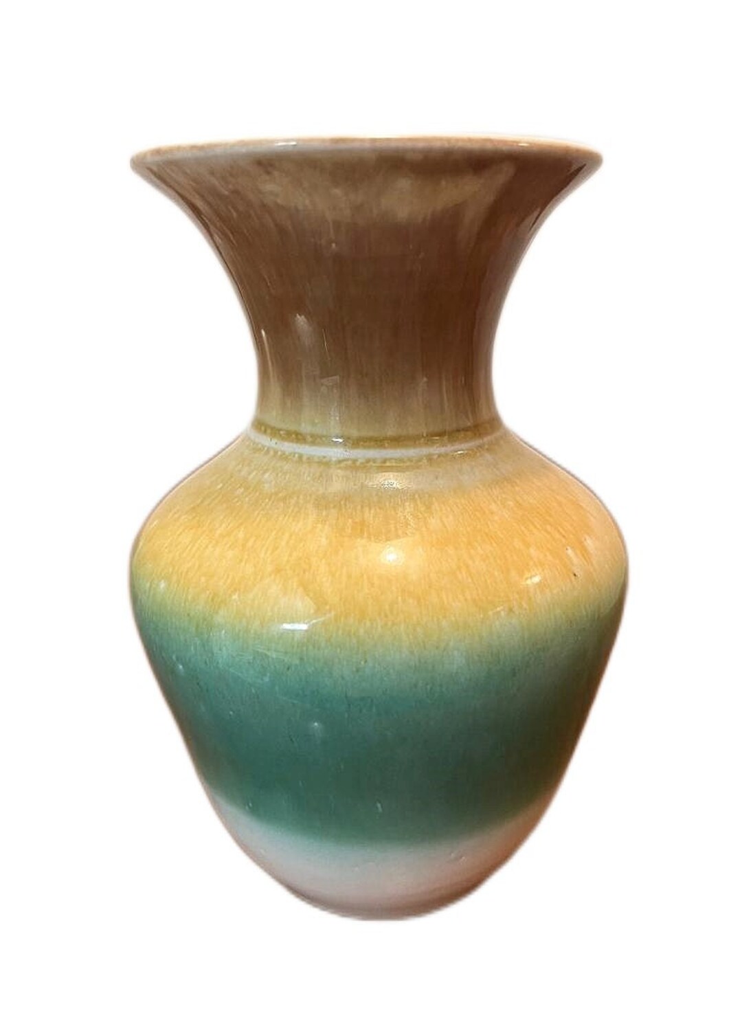 Vintage JK Dryden Original Pottery 6.5 in Vase Signed 1990 Teal Yellow ...