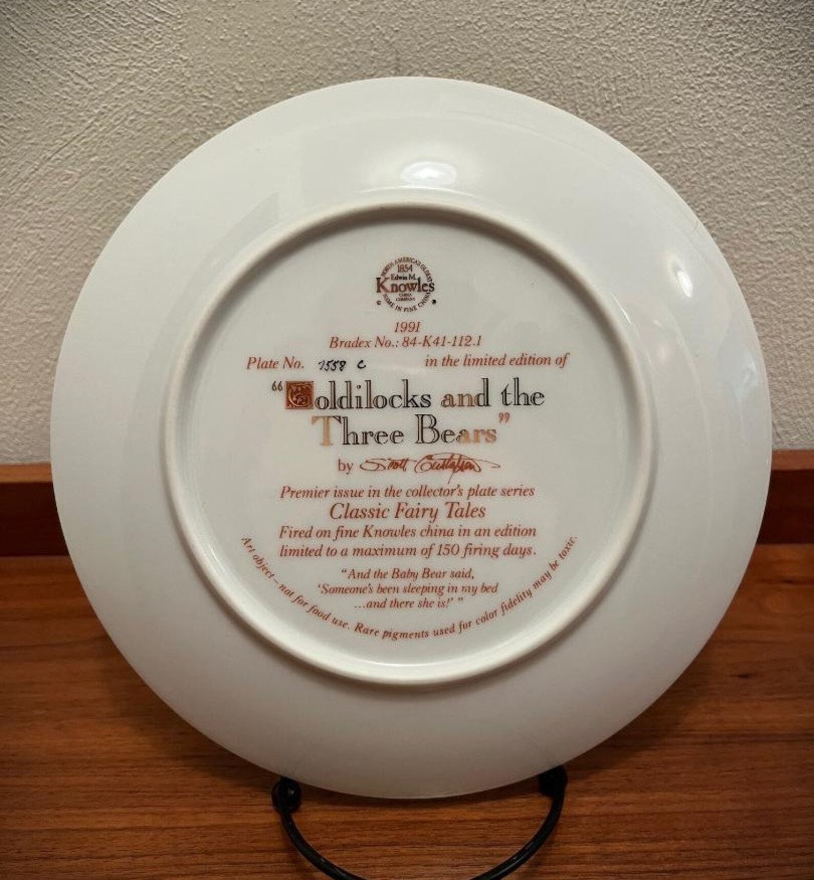 VTG 1991 Edwin M Knowles Goldilocks and the Three Bears Decorative ...