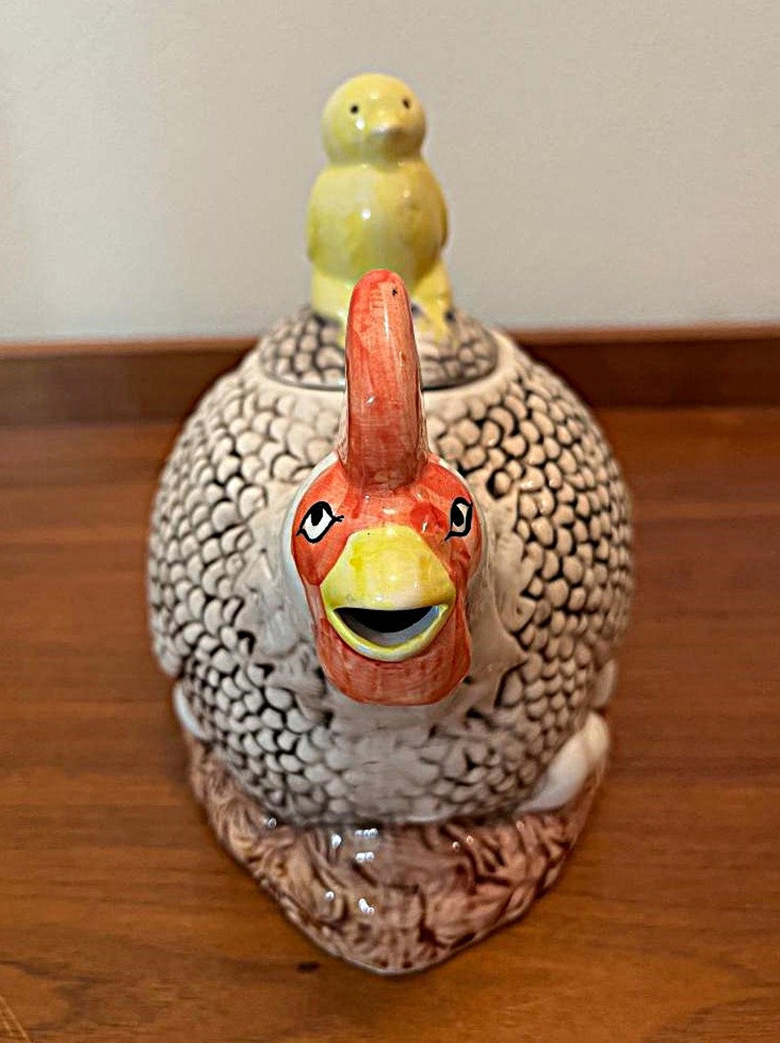 WCL Hen With Baby Chicks Majolica Style Ceramic Teapot Farmhouse ...