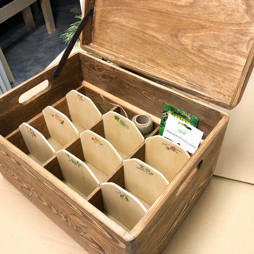Seed Storage Box Large Seed Organiser Birthday Gifts Wooden Keepsake ...