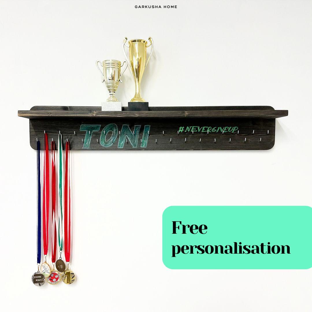 Medal Display Custom Race Medal Hanger Wood Medal Rack Personalised ...