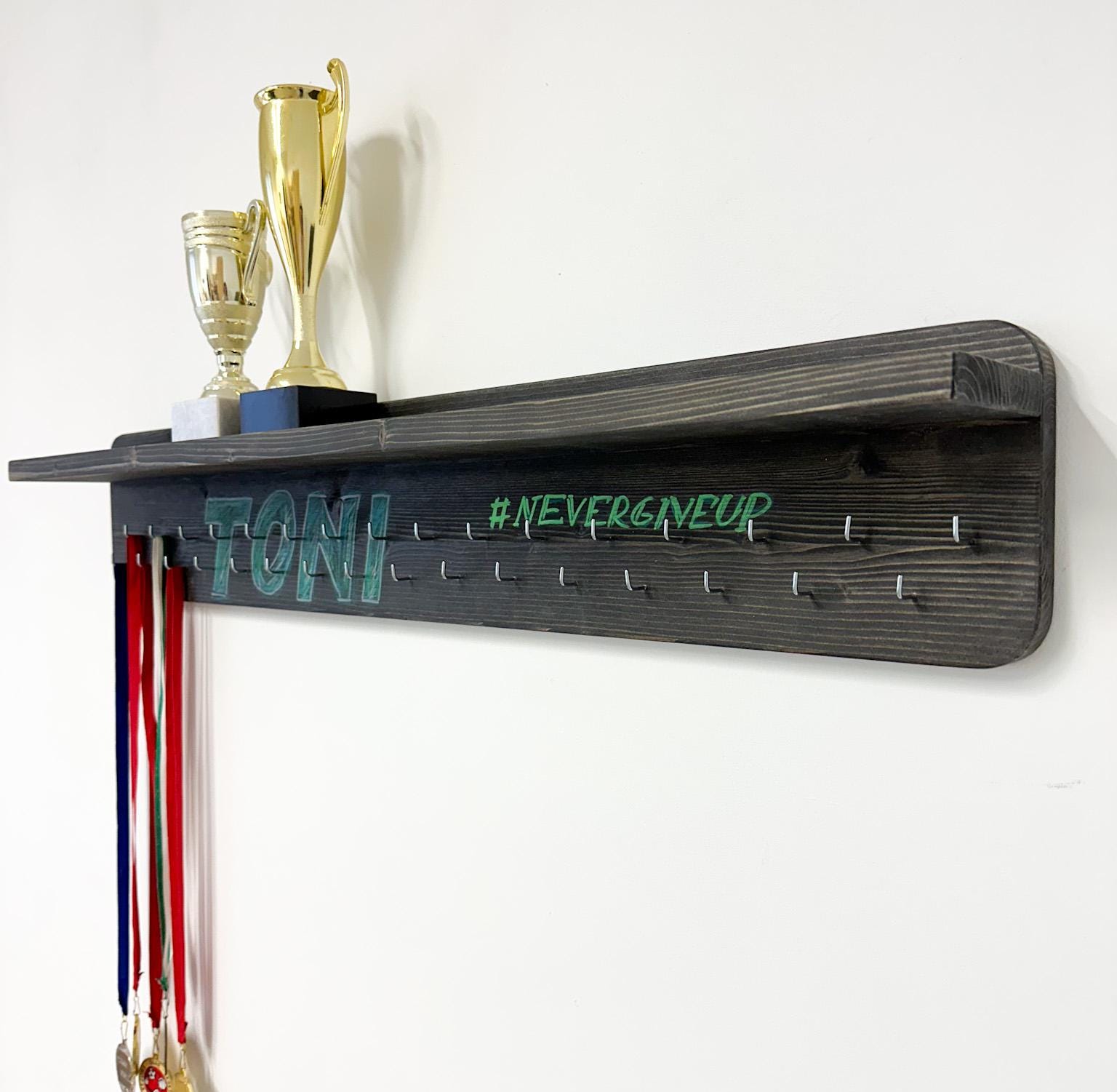 Medal Wall Hanger for Birthday Gift Medal Display Shelf Wood Custom ...