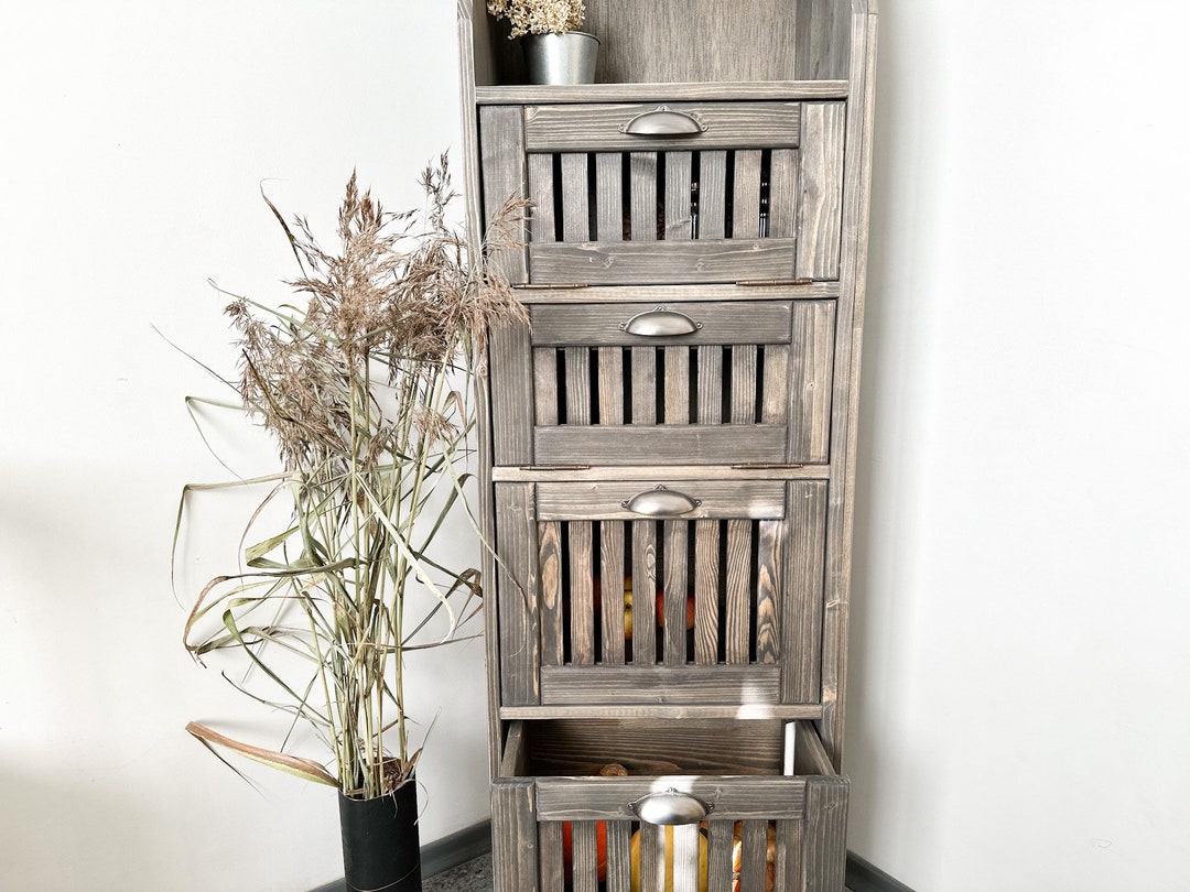 Kitchen Vegetable Storage Cabinet Fruit Box Large Rustic Food Organizer ...