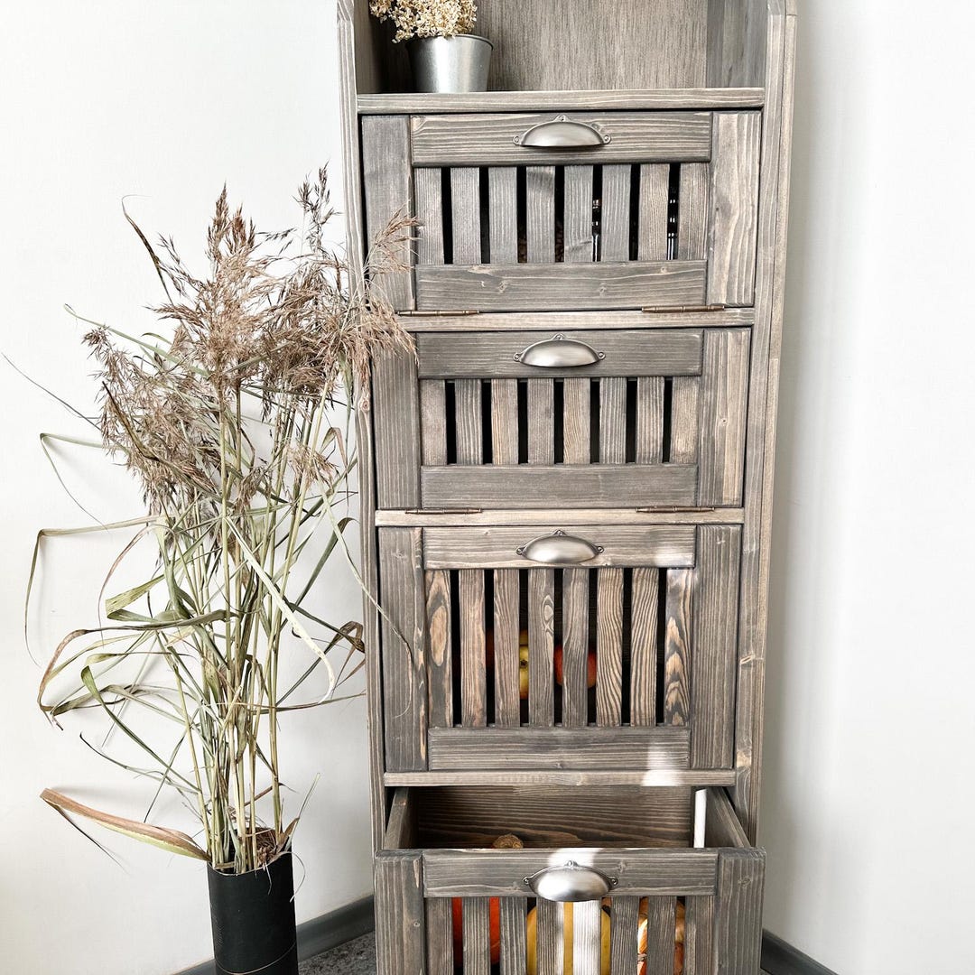 Kitchen Vegetable Storage Cabinet Fruit Box Large Rustic Food Organizer ...