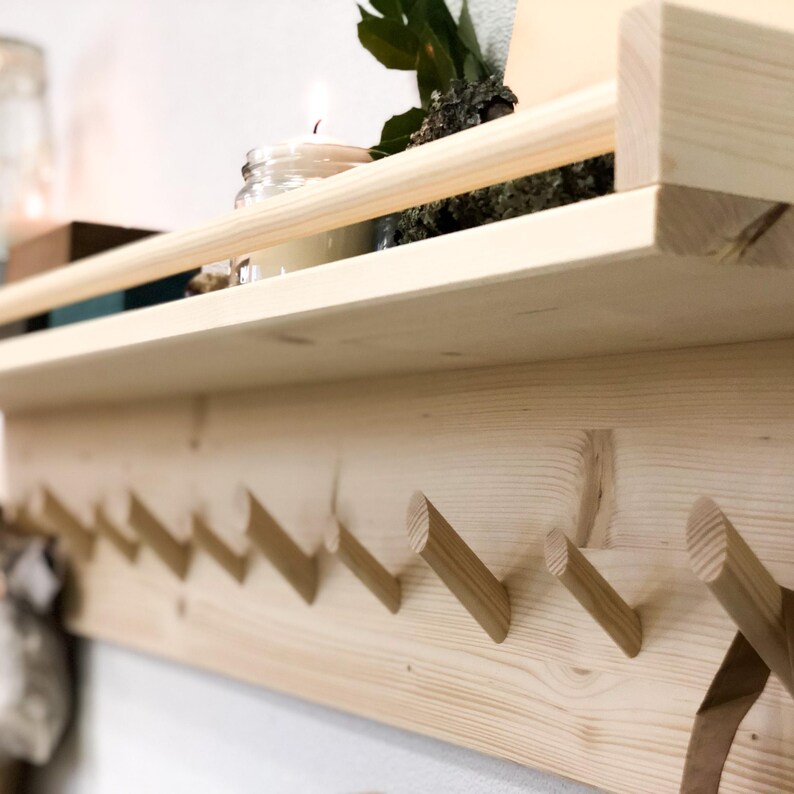 Shaker Shelf With Pegs Wood Hook Spice Rack Coffee Bar Shelf Home Decor ...