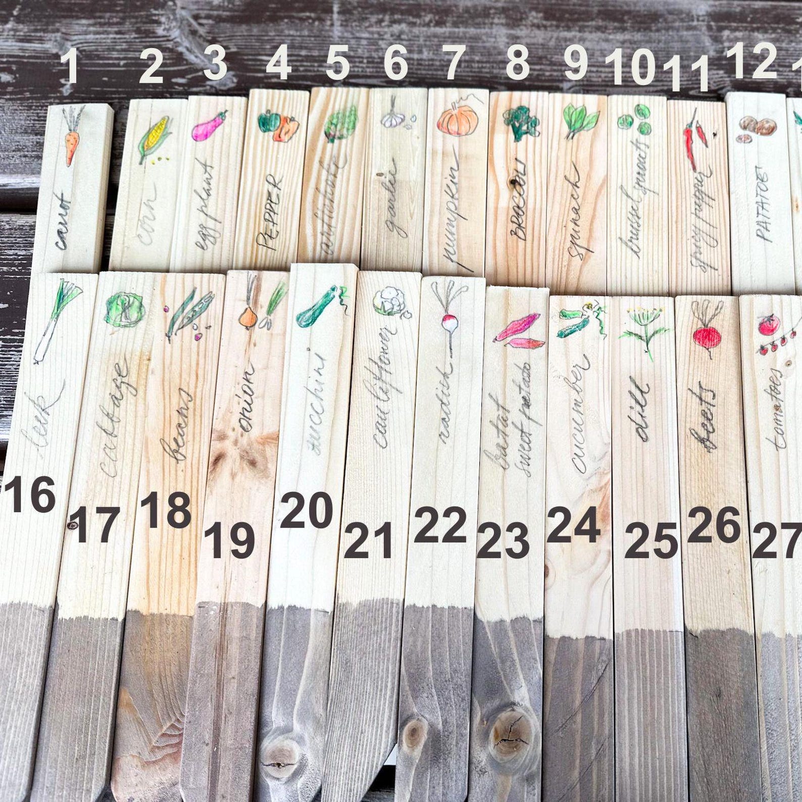 Plant Stakes Wooden Garden Signs Custom Vegetable Stakes Wood ...