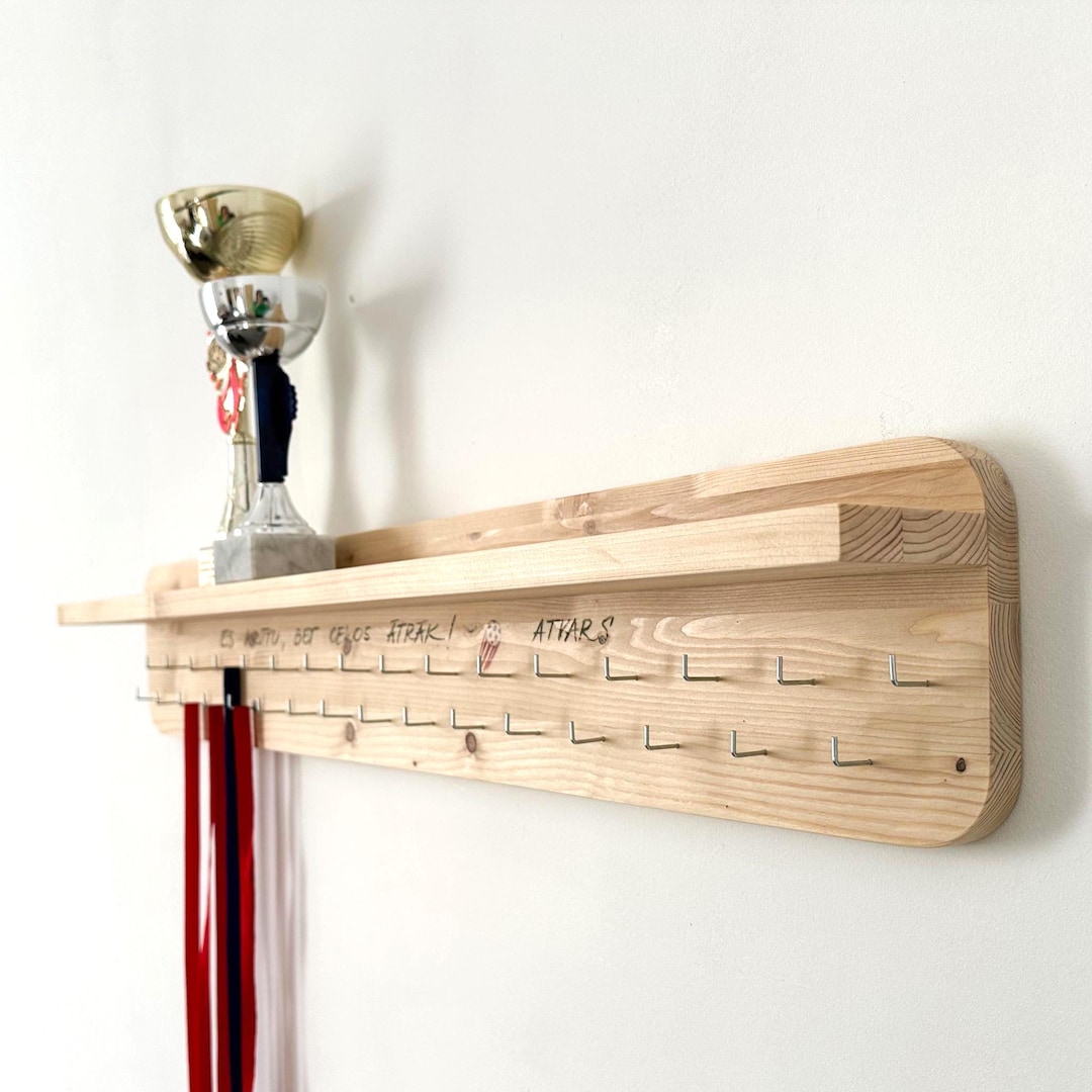 Personalised Sports Medal Display Rack for Runners Trophy Shelf for ...