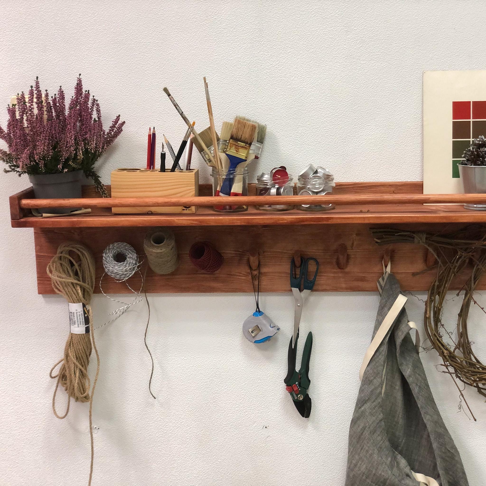 Shaker Shelf With Pegs Wood Hook Spice Rack Coffee Bar Shelf Home Decor ...