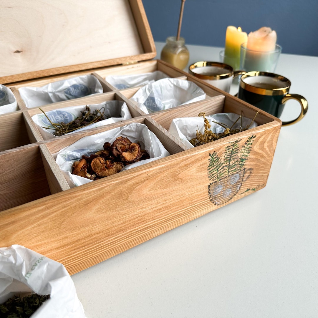 Custom Tea Box Personalised Tea Storage Box With Compartments Custom ...