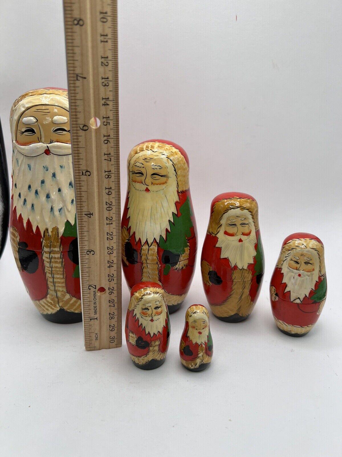 VTG Russian Wooden Nesting Santa Clause Dolls 6 Piece Christmas READ - Etsy