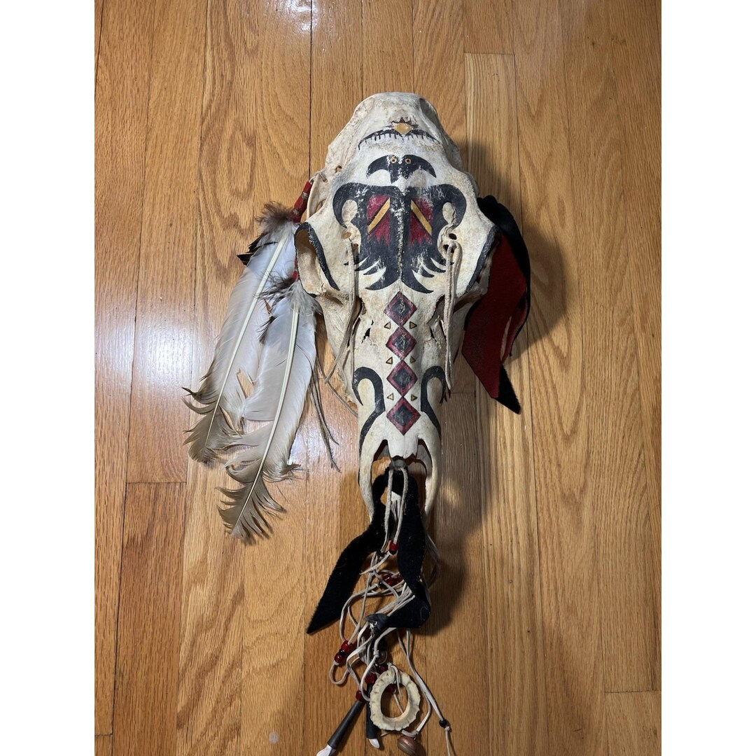 VTG Native American Hand Painted Horse Head Skull Indian Artifacts - Etsy