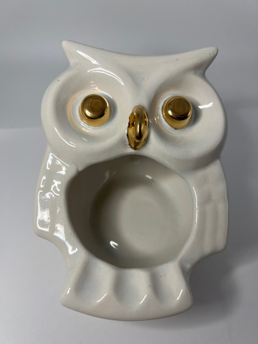 Whimsical Owl Ash Tray in Elegant White and Gold - Etsy