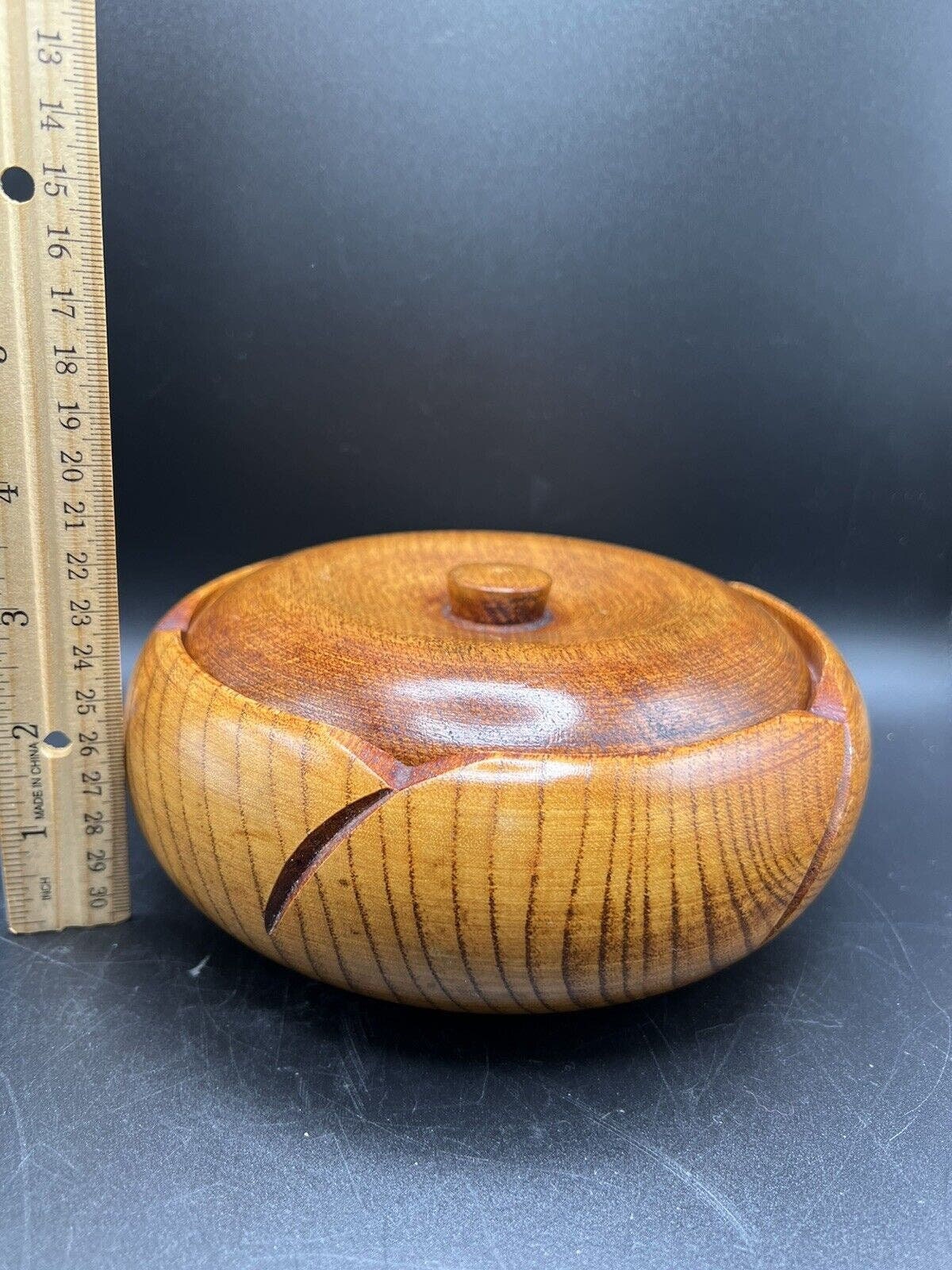 Vintage Turned Wood Box With Lid, MCM Style Round Wood Storage Box - Etsy