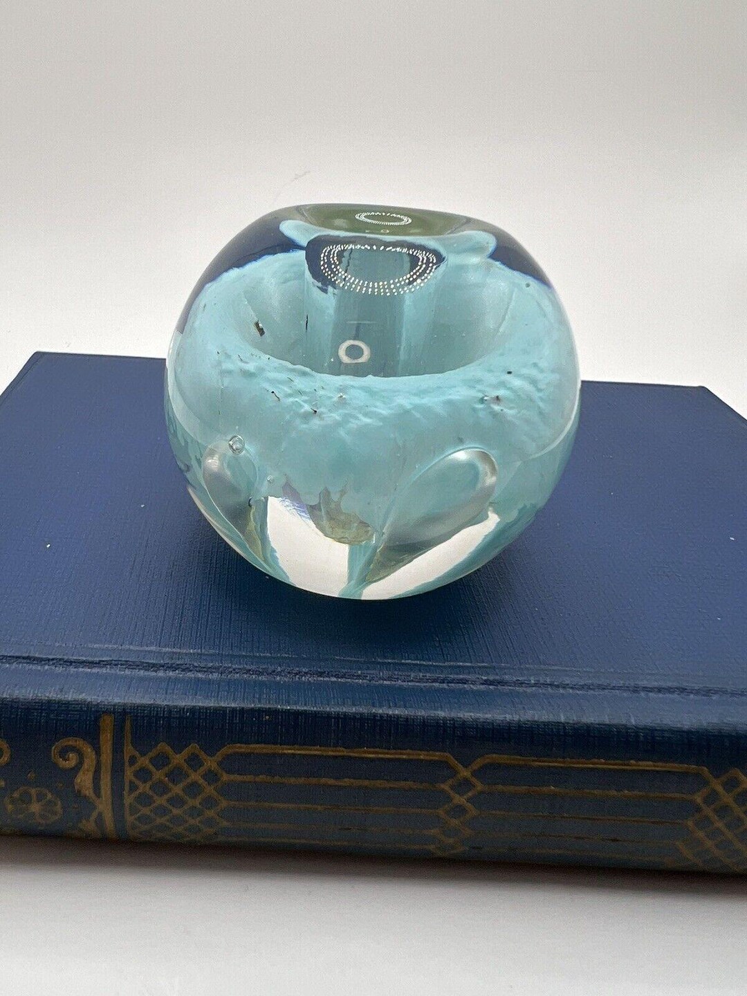 Zimmerman Art Glass Pen Holder Paperweight Blue - Etsy