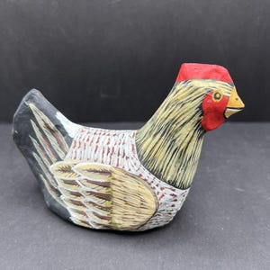 Paper Mache Chicken Hand Painted Folk Art Farm House Kitchen Decor ...