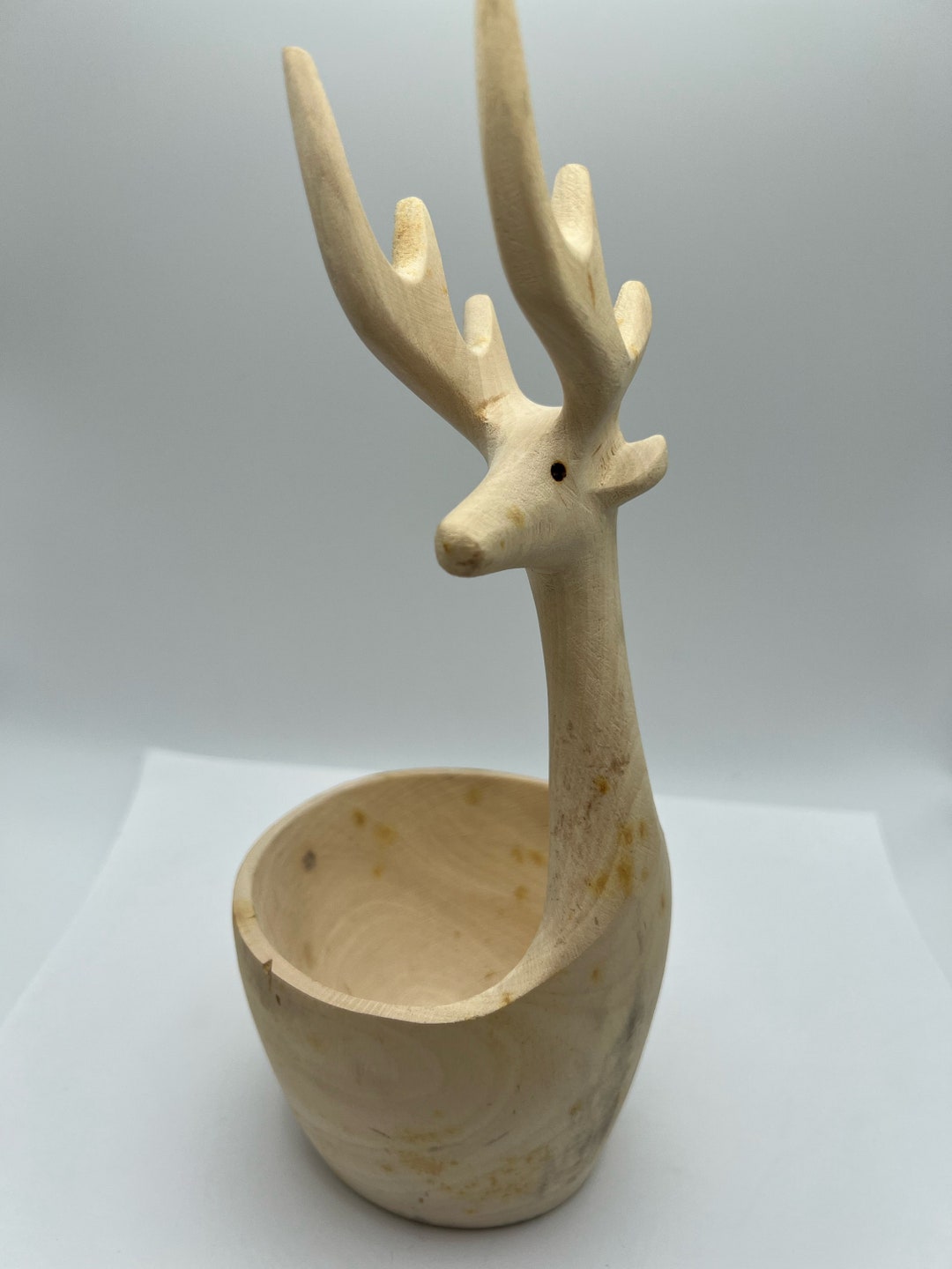 Vintage Scandinavian Style Carved Wood Deer Bowl - Etsy