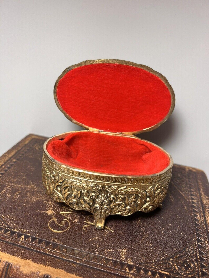 VTG Metal Ornate With Cameo Enamel Painting Jewelry Casket Box ...