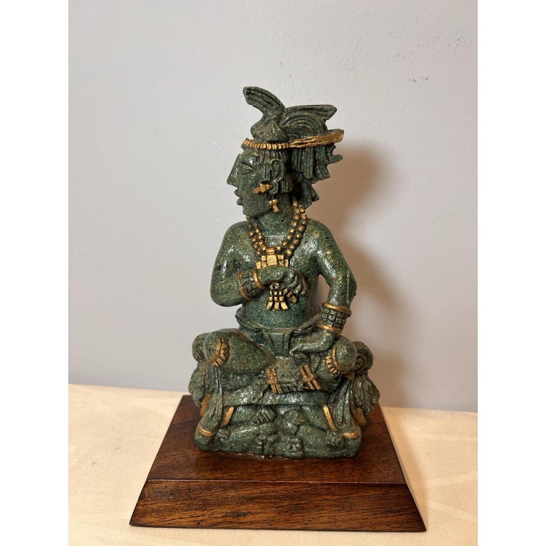 VTG Mayan Warrior Statue Green Crushed Stone Malachite Zarebsky - Etsy