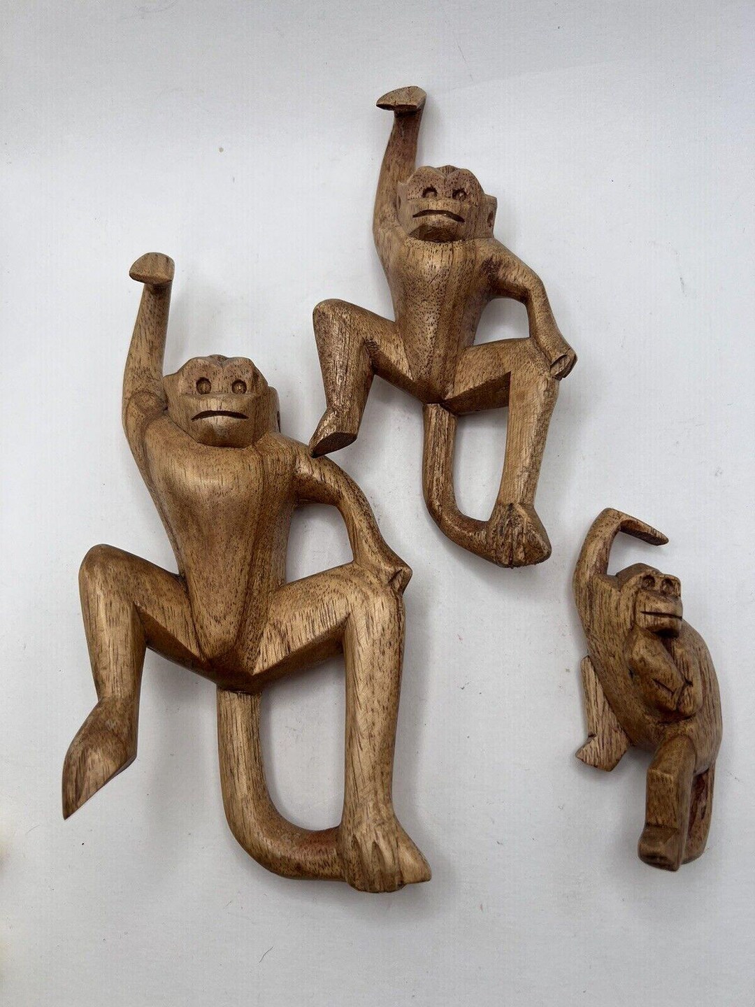 VTG Chinese Hand Carved Wooden Hanging Monkey Family - Etsy