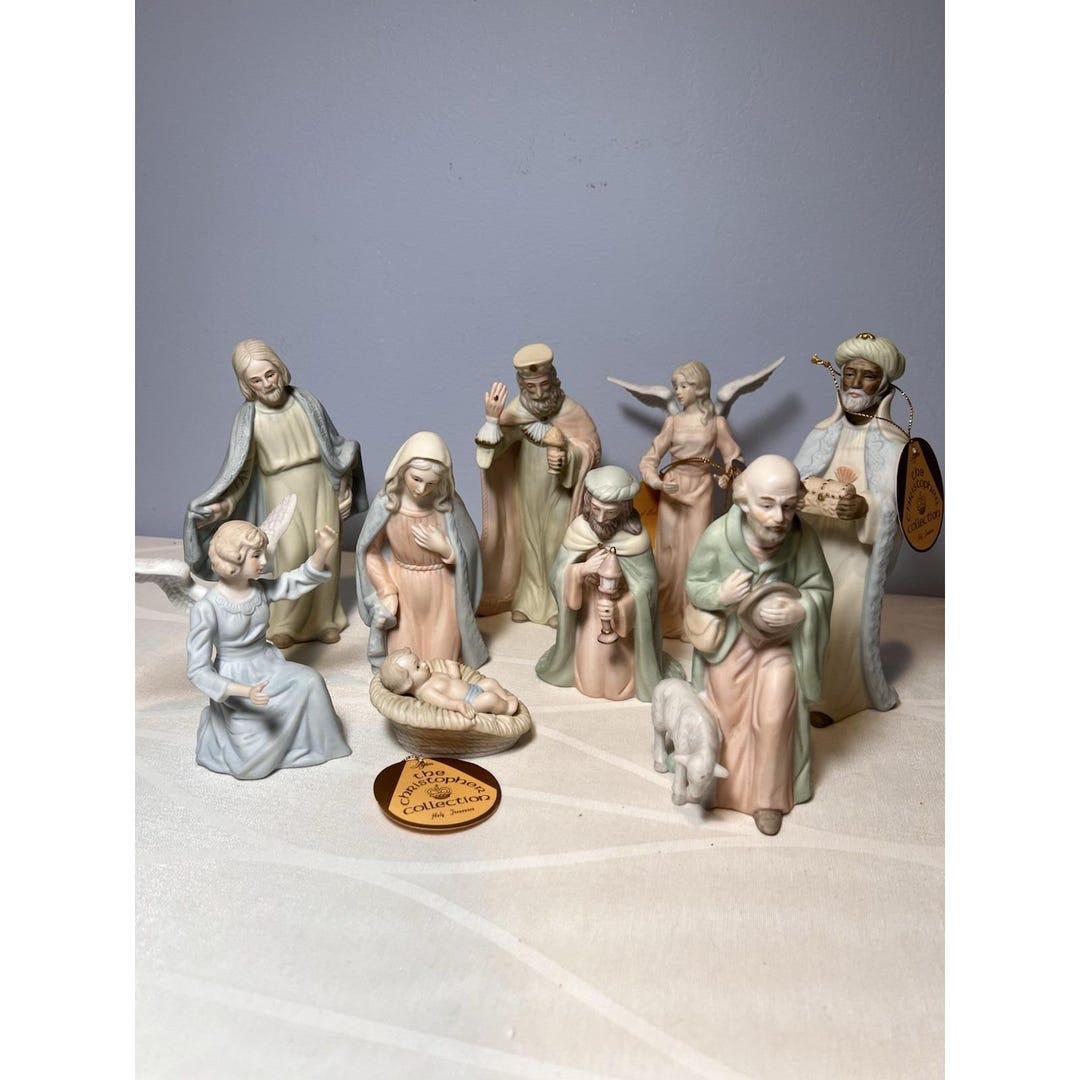 VTG Nativity Set Lefton the Christopher Collection 9 Piece With Angels ...