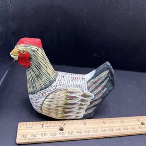 Paper Mache Chicken Hand Painted Folk Art Farm House Kitchen Decor ...