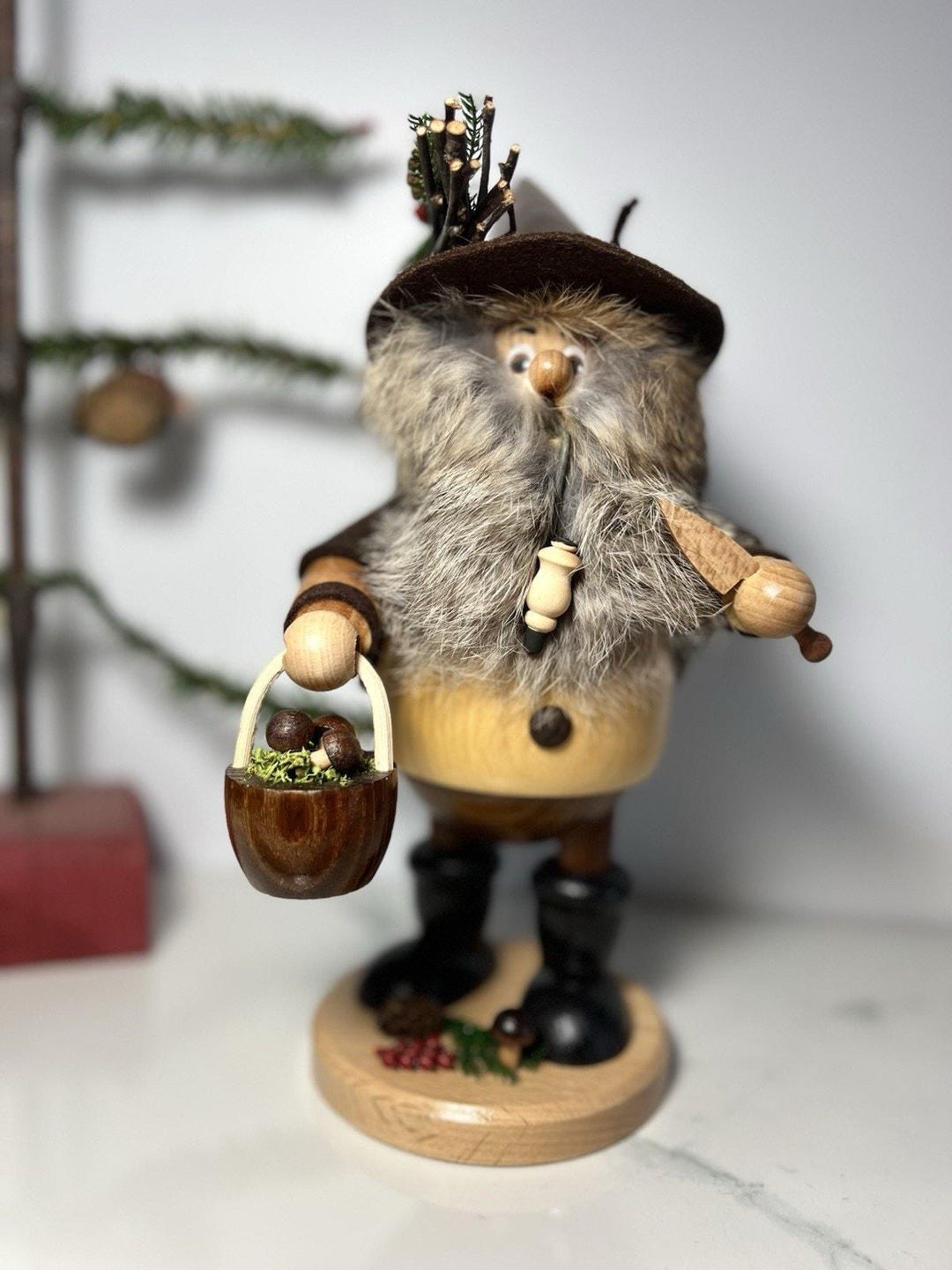 VTG German Incense Smoker Forest Gnome Man Wood Craft Rauchermann ...