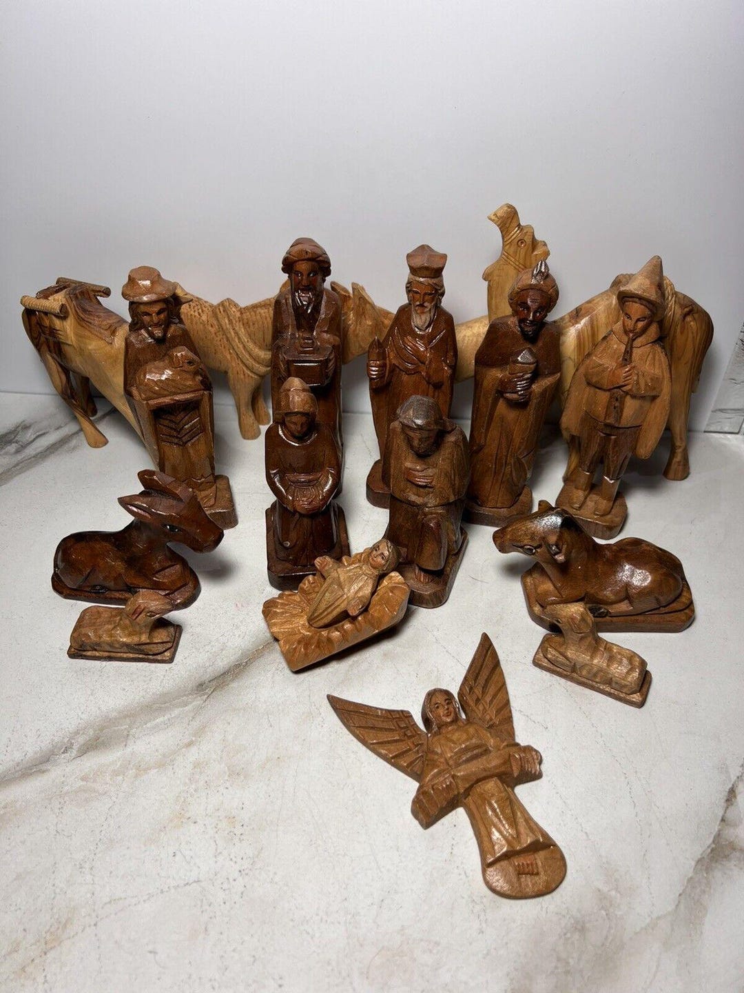 VTG Hand Wood Carved Nativity Set Scene Christmas Italy Artisan - Etsy