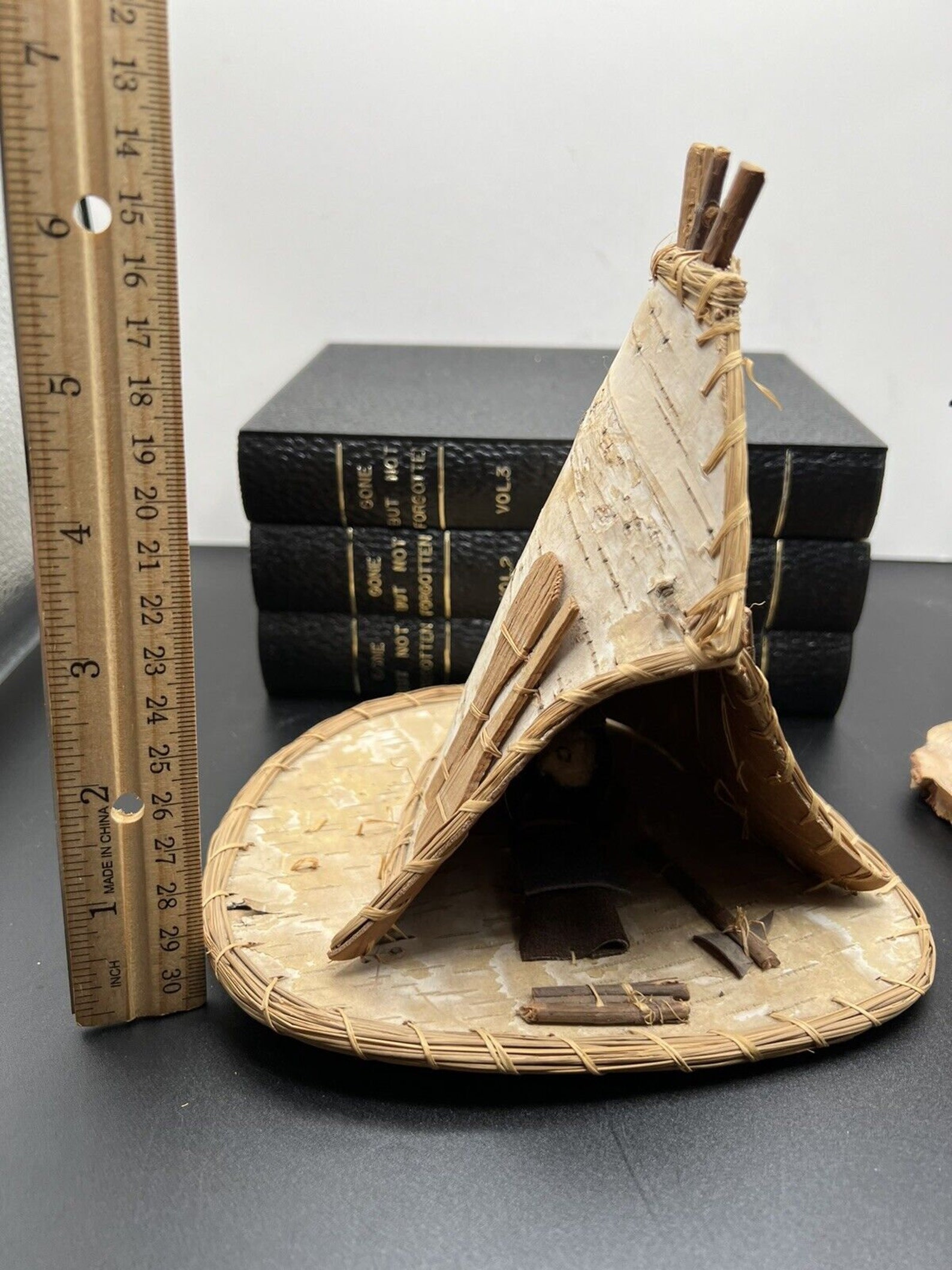 Native American Handmade Birch Bark Tipi Bear Figure Inside Vintage - Etsy