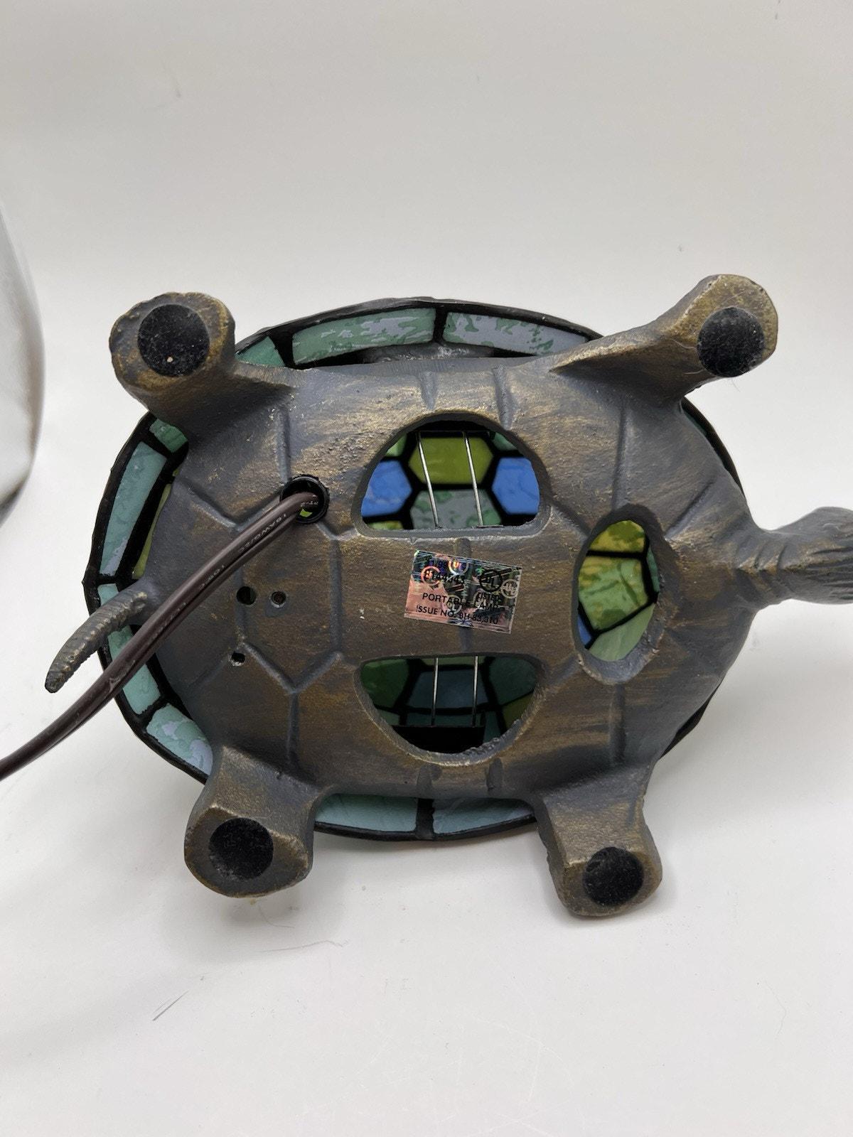VTG Stained Glass Tiffany Style Turtle Accent Lamp Blue/green ...