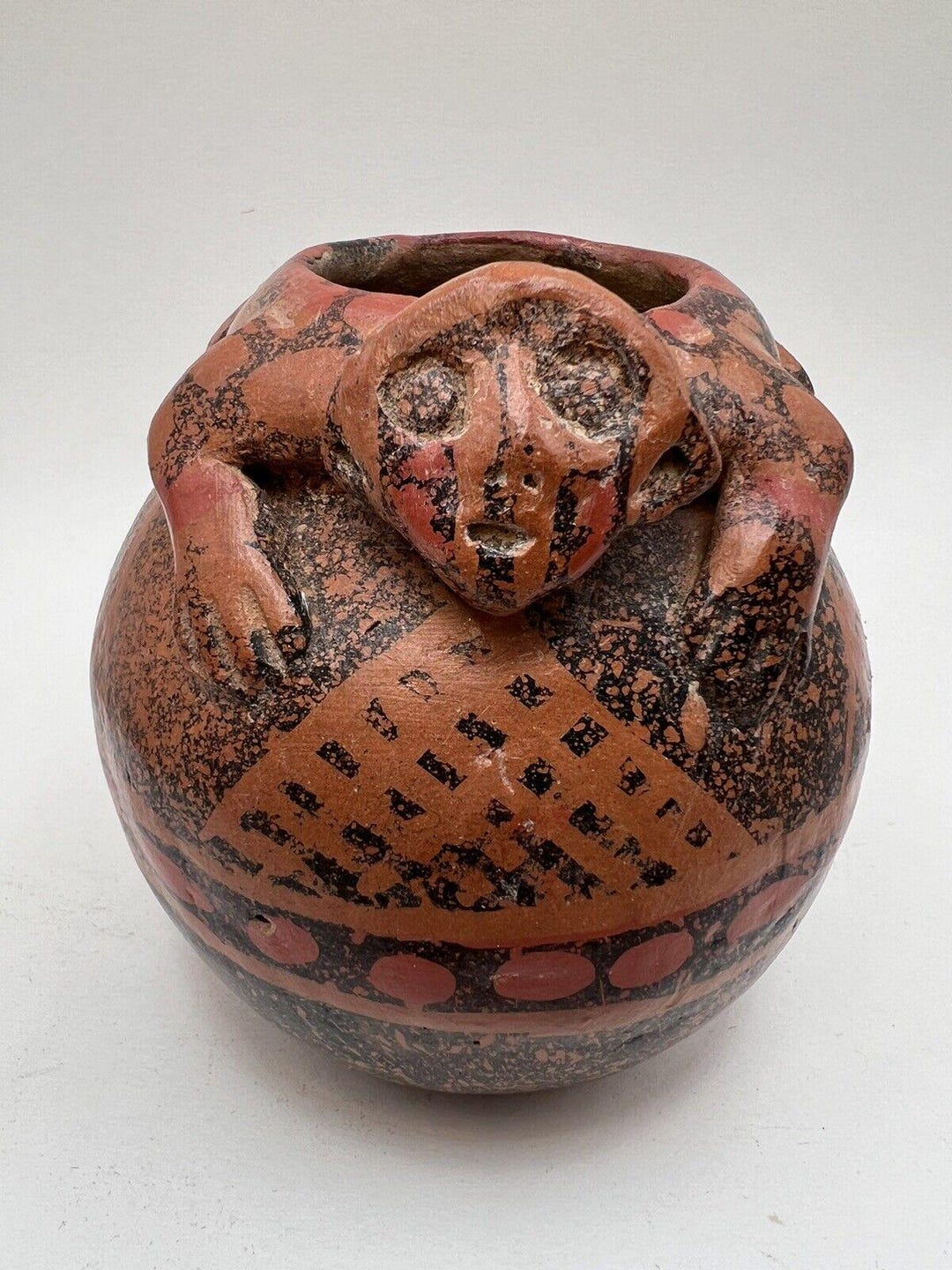 Aztec Terracotta Pottery Vessel With Supernatural Figure Lizard ...