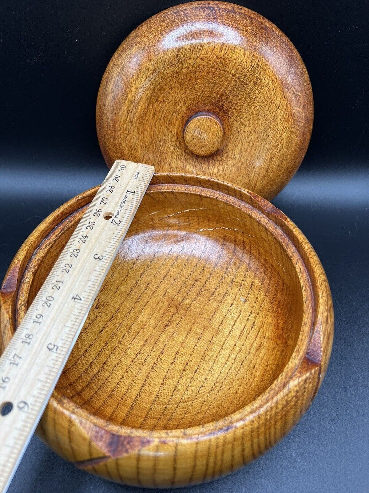 Vintage Turned Wood Box With Lid, MCM Style Round Wood Storage Box - Etsy