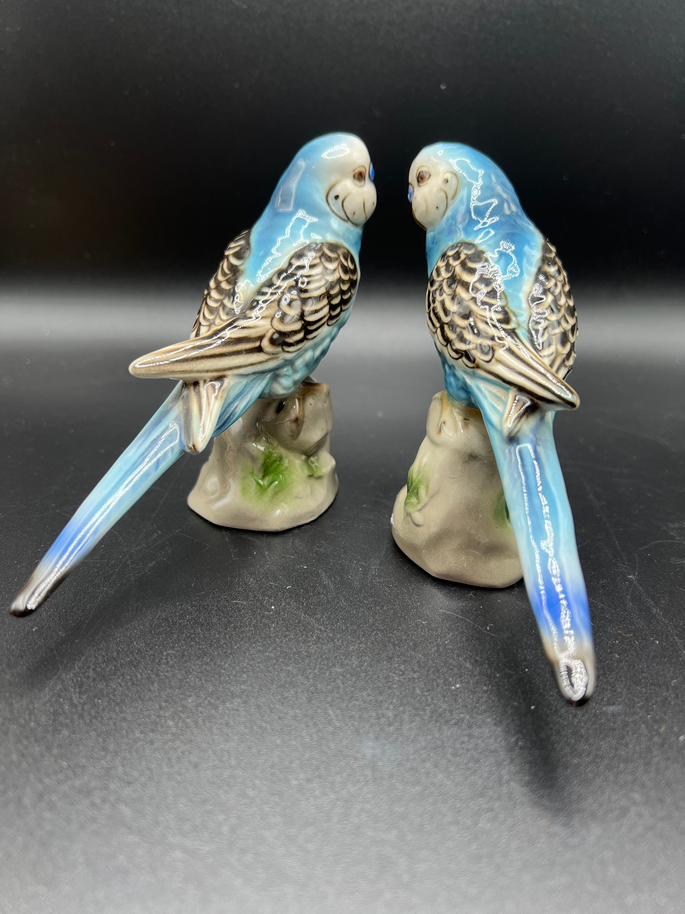 Austrian Porcelain Blue Parakeet Bird Figurines - Etsy