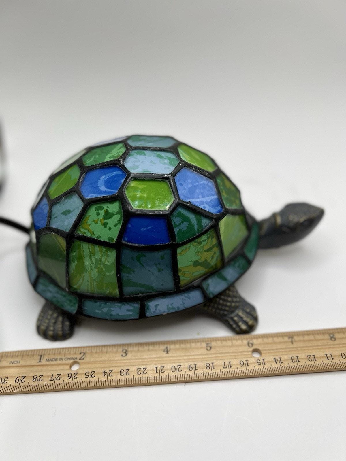 VTG Stained Glass Tiffany Style Turtle Accent Lamp Blue/green ...