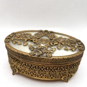 Antique Apollo Casket Jewelry Box Brass Ornate Floral Victorian 1920s ...