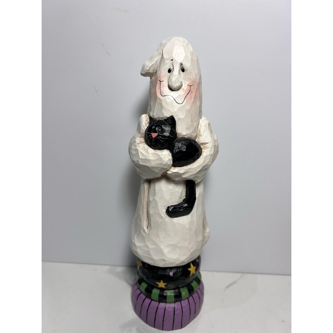 VTG Eddie Walker Ghost With Black Cat Folk Art Figurine - Etsy