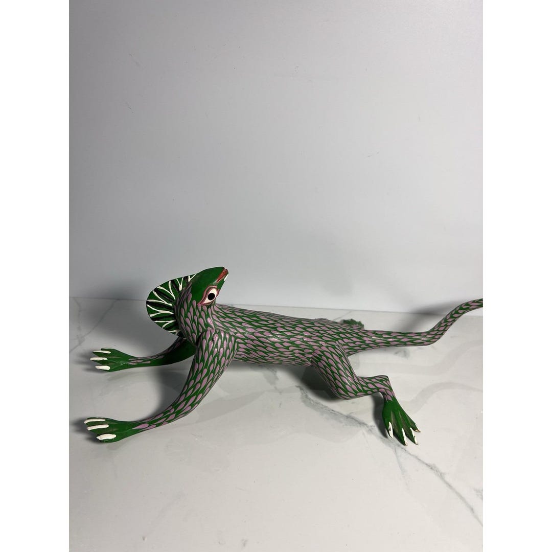 VTG Oaxacan Wood Carved and Painted Iguana Lizard Mexican Folk Art ...