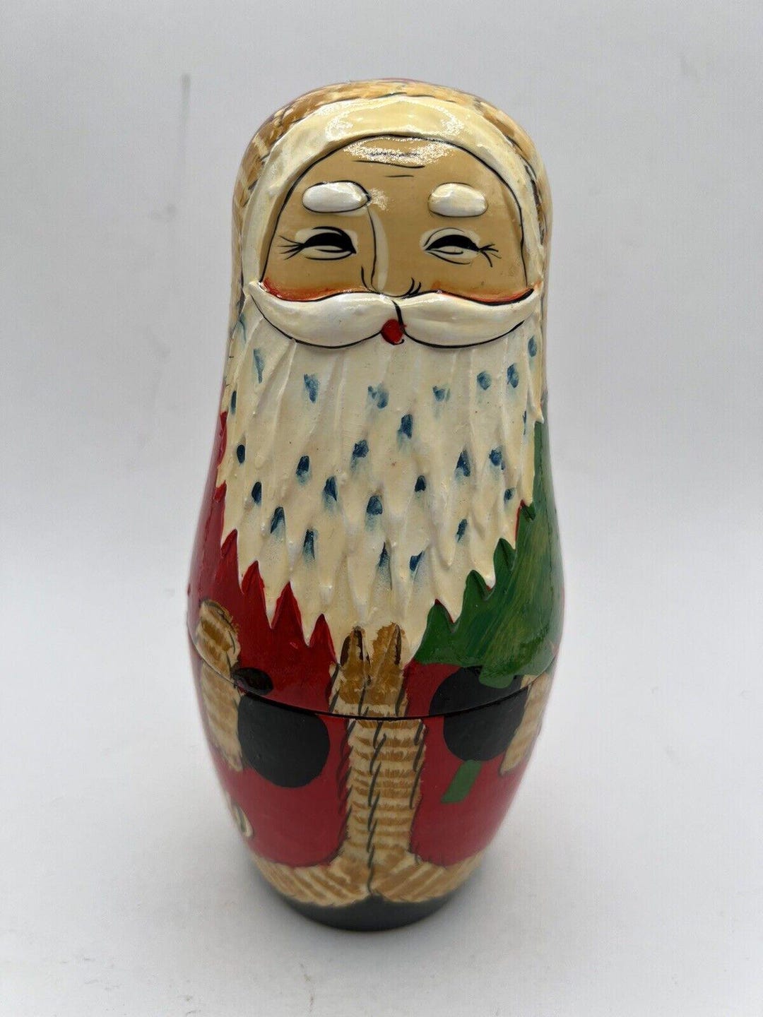 VTG Russian Wooden Nesting Santa Clause Dolls 6 Piece Christmas READ - Etsy