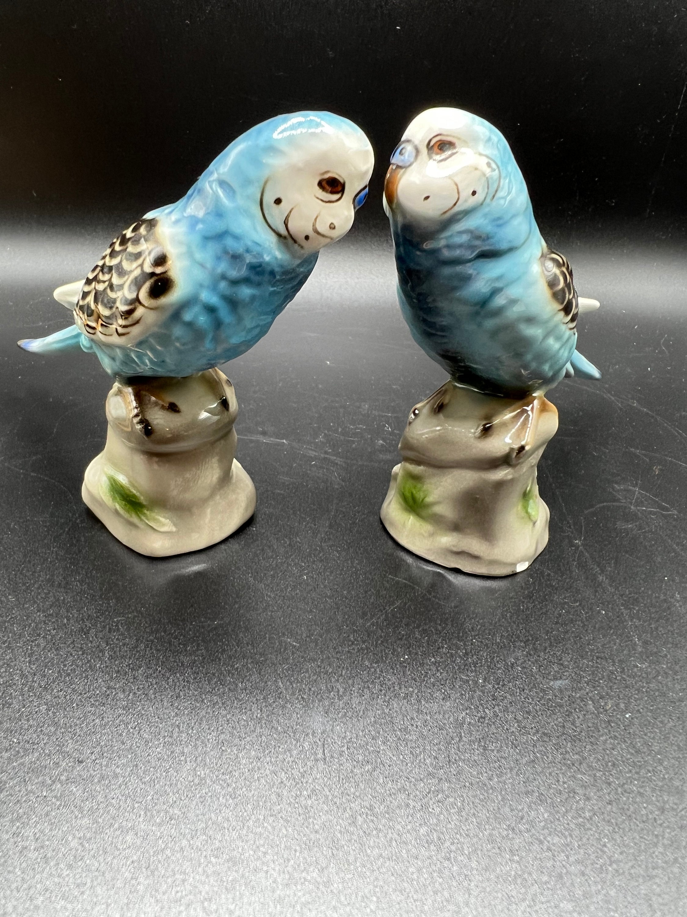 Austrian Porcelain Blue Parakeet Bird Figurines - Etsy