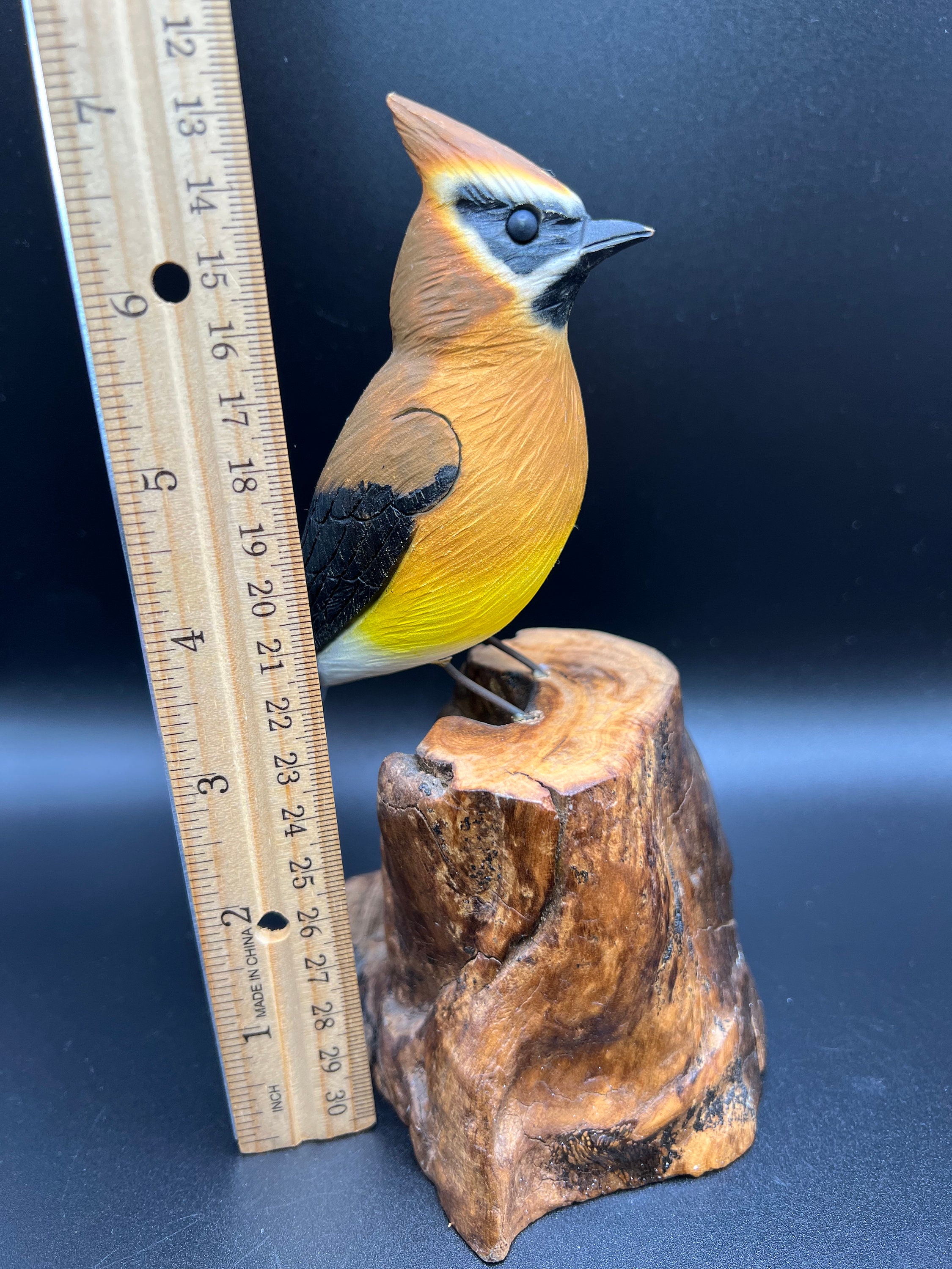 Vintage Hand Carved Cedar Waxwing Bird Sculpture Signed - Etsy